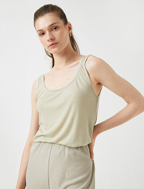 Koton Kadın Pijama Üstü Atlet Biye Detaylı