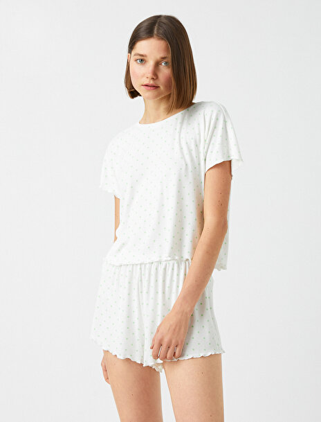 Koton Kadın Fitilli Puantiyeli Pijama Set Koton Kadın Fitilli Puantiyeli Pijama Set