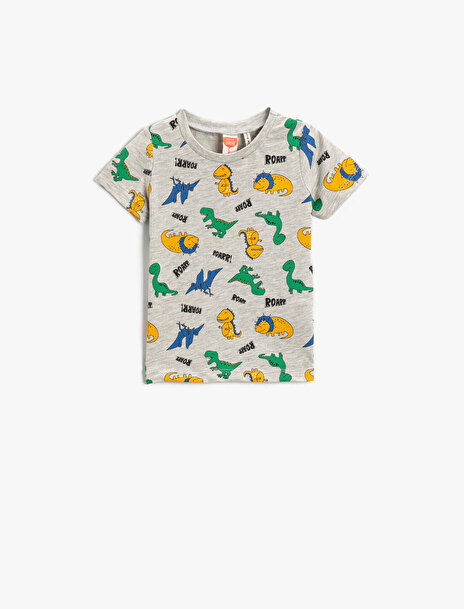 Koton Erkek Çocuk Dinozor Baskılı Tişört Kısa Kollu