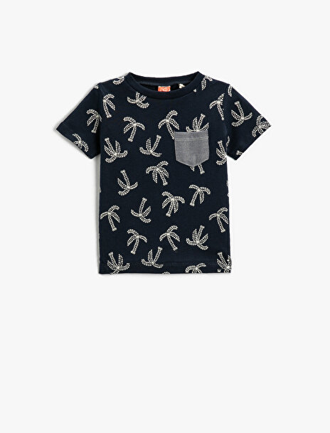 Koton Erkek Çocuk Palmiye Baskılı Kısa Kollu Tişört Pamuklu