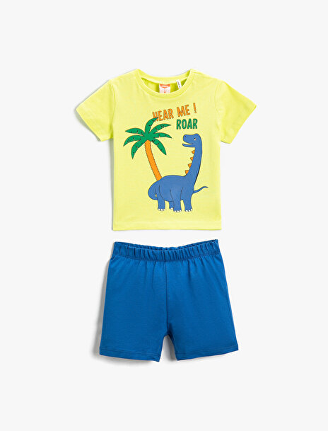 Koton Erkek Çocuk Dinozor Baskılı Şort Tişört Takım Pamuklu