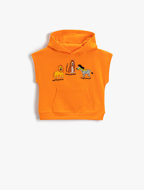 Koton Erkek Çocuk Hayvan Baskılı Kolsuz Kanguru Cepli Kapüşonlu Sweatshirt Pamuklu Koton Erkek Çocuk Hayvan Baskılı Kolsuz Kanguru Cepli Kapüşonlu Sweatshirt Pamuklu