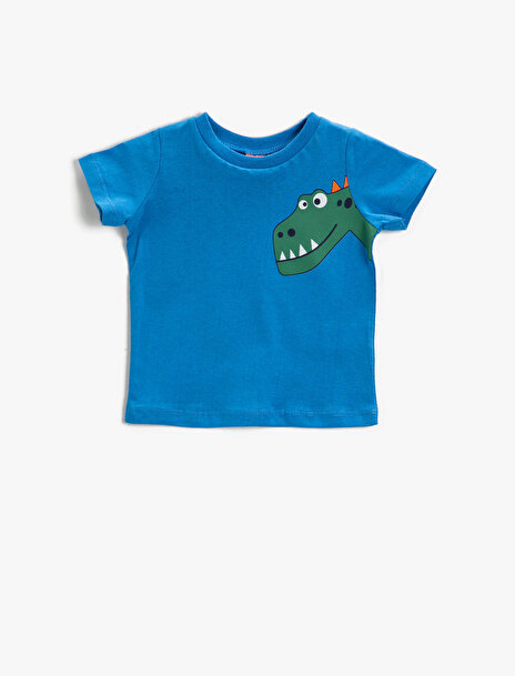 Koton Erkek Çocuk Dinozor Baskılı Kısa Kollu Tişört Pamuklu
