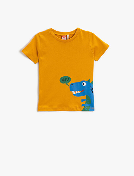 Koton Erkek Çocuk Dinozor Baskılı Kısa Kollu Tişört Pamuklu