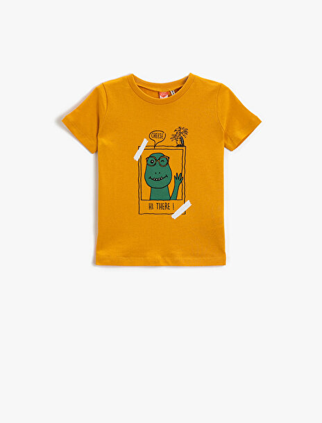 Koton Erkek Çocuk Dinozor Baskılı Kısa Kollu Tişört Pamuklu