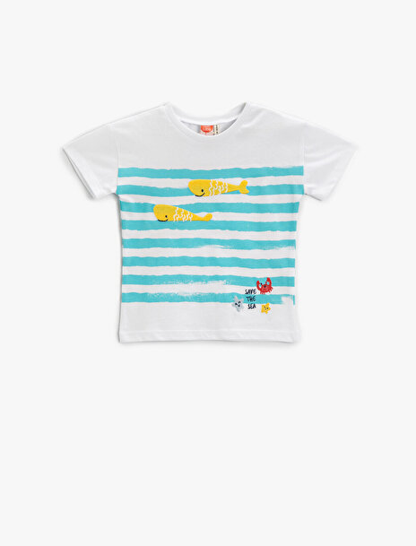 Koton Erkek Çocuk Balina İşlemeli Kısa Kollu Tişört Bisiklet Yaka Pamuklu Koton Erkek Çocuk Balina İşlemeli Kısa Kollu Tişört Bisiklet Yaka Pamuklu