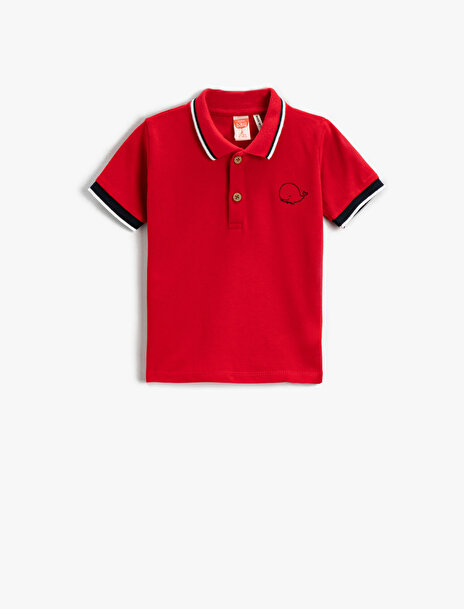 Koton Erkek Çocuk Polo Yaka Tişört Kısa Kollu İşleme Detaylı Pamuklu