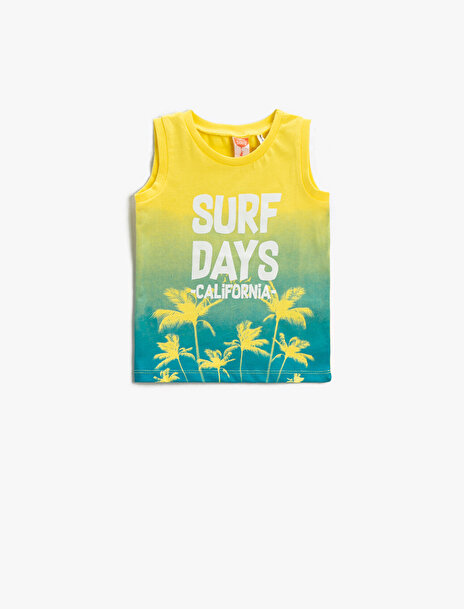 Koton Erkek Çocuk Palmiye Baskılı Atlet Bisiklet Yaka Pamuklu