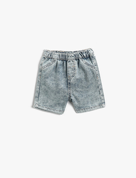 Koton Erkek Çocuk Beli Lastikli Denim Şort Pamuklu Koton Erkek Çocuk Beli Lastikli Denim Şort Pamuklu