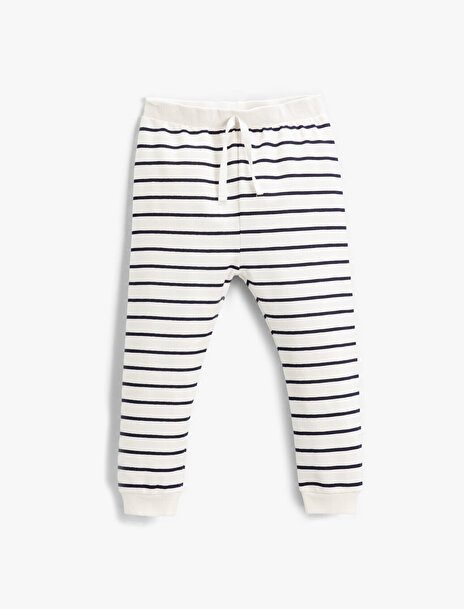 Koton Erkek Çocuk Çizgili Belden Bağlamalı Eşofman Altı Pamuklu