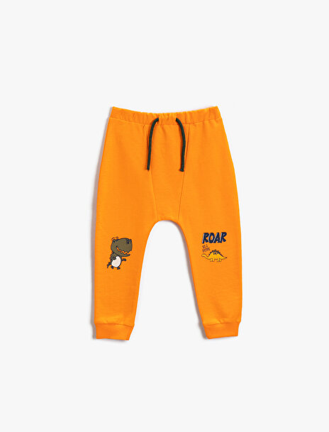 Koton Erkek Çocuk Hayvan Baskılı Jogger Belden Bağlamalı Eşofman Altı Pamuklu