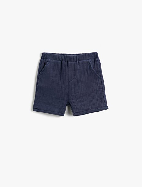 Koton Erkek Çocuk Şort Beli Lastikli Cepli Diz Üstü Pamuklu