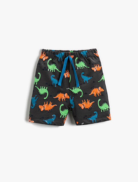 Koton Erkek Çocuk Dinozor Baskılı Belden Bağlamalı Şort Pamuklu