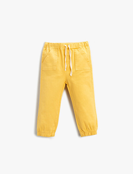 Koton Erkek Çocuk Beli Bağlamalı Lastikli Jogger Pantolon Pamuklu Cepli