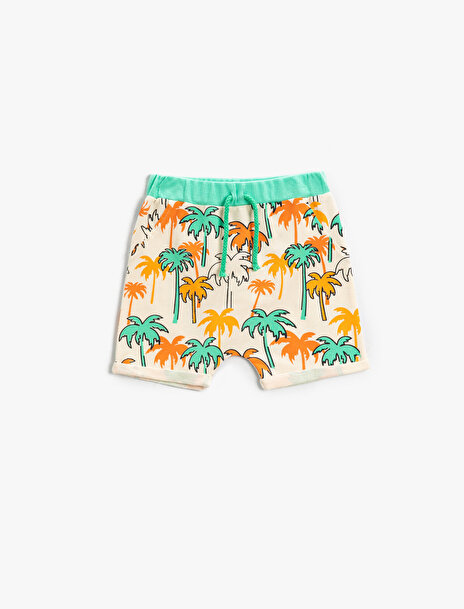Koton Erkek Çocuk Palmiye Baskılı Şort Beli Bağlamalı Pamuklu