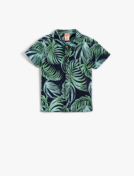 Koton Erkek Çocuk Tropikal Baskılı Kısa Kollu Gömlek Pamuklu