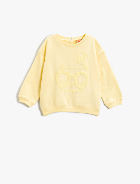 Koton Kız Çocuk Kedi Baskılı Sweatshirt Pamuklu
