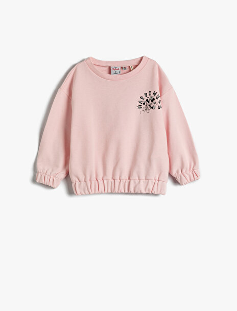 Koton Kız Çocuk Disney Lisanslı Beli Lastikli Sweatshirt Pamuklu