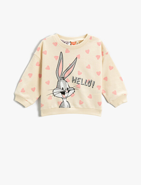 Koton Kız Çocuk Bugs Bunny Baskılı Sweatshirt Lisanslı Pamuklu