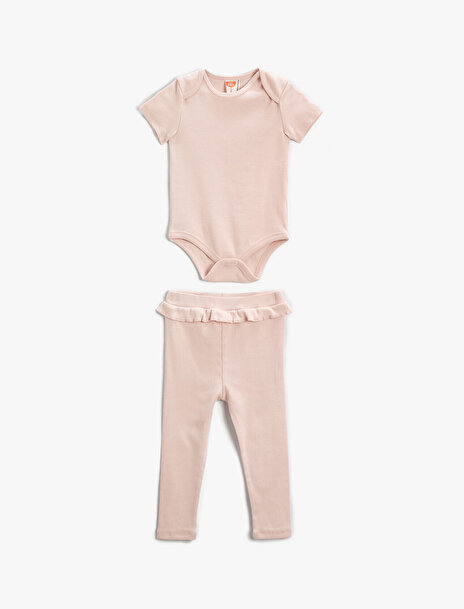 Koton Kız Çocuk Kısa Kollu Tulum ve Tayt Takımı 2'li Takım Pamuklu Koton Kız Çocuk Kısa Kollu Tulum ve Tayt Takımı 2'li Takım Pamuklu