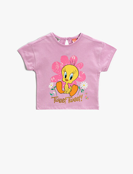 Koton Kız Çocuk Tweety Baskılı Tişört Kısa Kollu Lisanslı Pamuklu