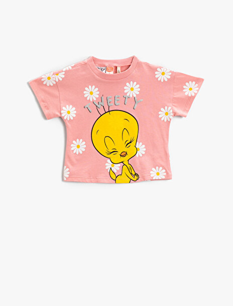 Koton Kız Çocuk Tweety Lisanslı Baskılı Kısa Kollu Tişört Pamuklu