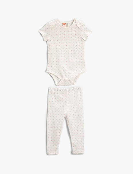 Koton Kız Çocuk Desenli Kısa Kollu Tulum ve Tayt Takımı 2'li Takım Pamuklu Koton Kız Çocuk Desenli Kısa Kollu Tulum ve Tayt Takımı 2'li Takım Pamuklu