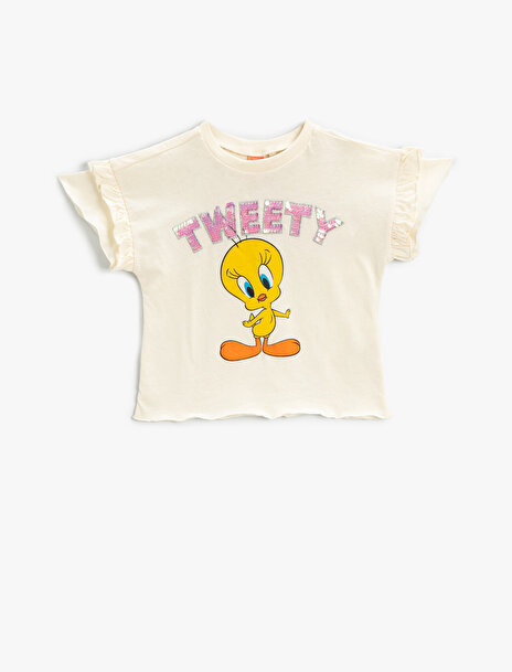 Koton Kız Çocuk Tweety Baskılı Pullu Payetli Tişört Lisanslı Fırfırlı Kollu Pamuklu Koton Kız Çocuk Tweety Baskılı Pullu Payetli Tişört Lisanslı Fırfırlı Kollu Pamuklu