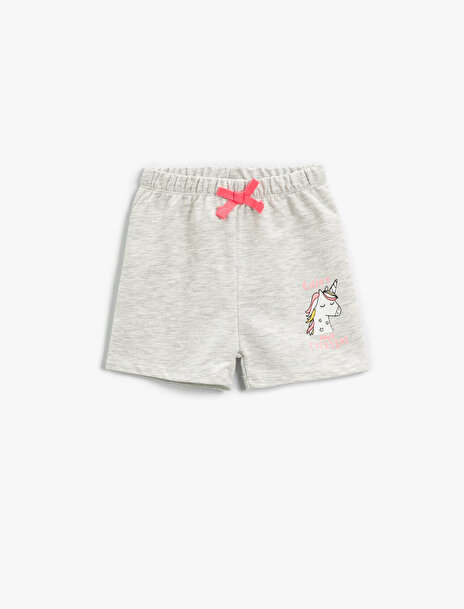 Koton Kız Çocuk Unicorn Baskılı Beli Lastikli Şort