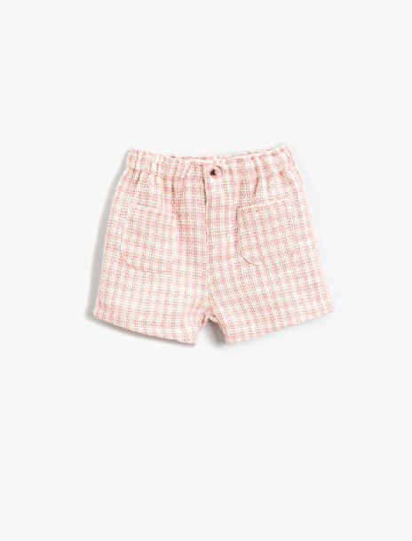 Koton Kız Çocuk Ekoseli Cep Detaylı Şort