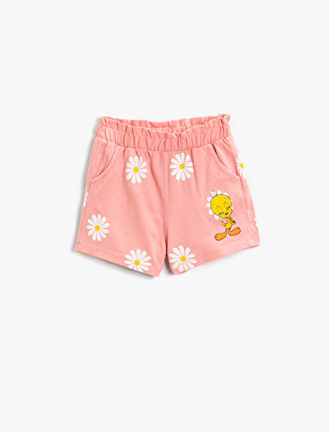 Koton Kız Çocuk Tweety Lisanslı Baskılı Şort Pamuklu