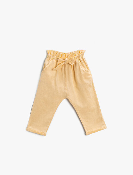Koton Kız Çocuk Havuç Pantolon Fiyonk Detaylı Beli Lastikli