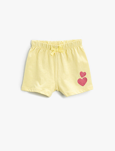 Koton Kız Çocuk Kalp Baskılı Beli Lastikli Şort Pamuklu