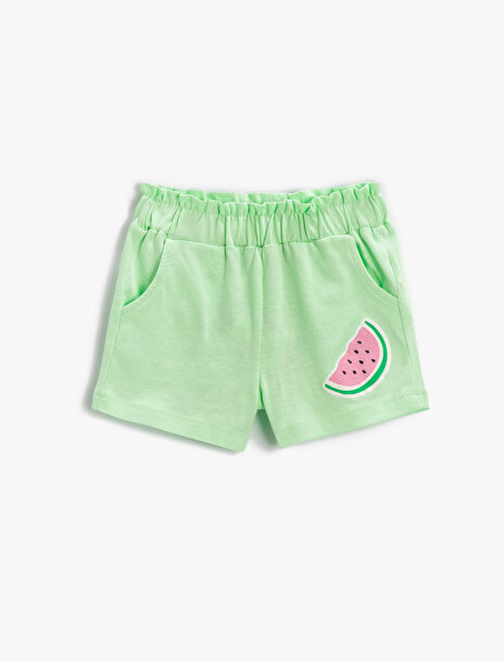 Koton Kız Çocuk Beli Lastikli Şort Karpuz Baskılı Pamuklu Koton Kız Çocuk Beli Lastikli Şort Karpuz Baskılı Pamuklu