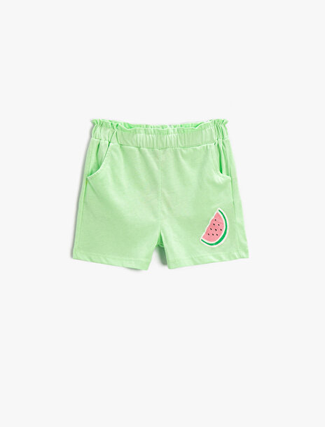 Koton Kız Çocuk Beli Lastikli Kısa Şort Karpuz Baskılı Pamuklu Koton Kız Çocuk Beli Lastikli Kısa Şort Karpuz Baskılı Pamuklu