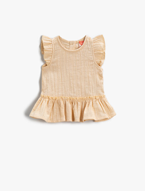 Koton Kız Çocuk Fırfırlı Bluz Bisiklet Yaka Pamuklu