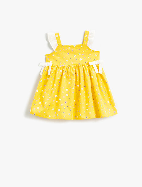 Koton Kız Çocuk Çiçekli Elbise Askılı Fırfırlı Pamuklu