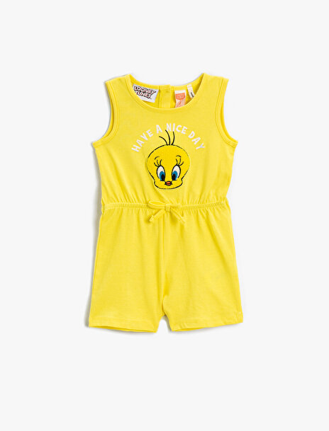 Koton Kız Çocuk Tweety Baskılı Lisanslı Halter Yaka Kısa Tulum Pamuklu
