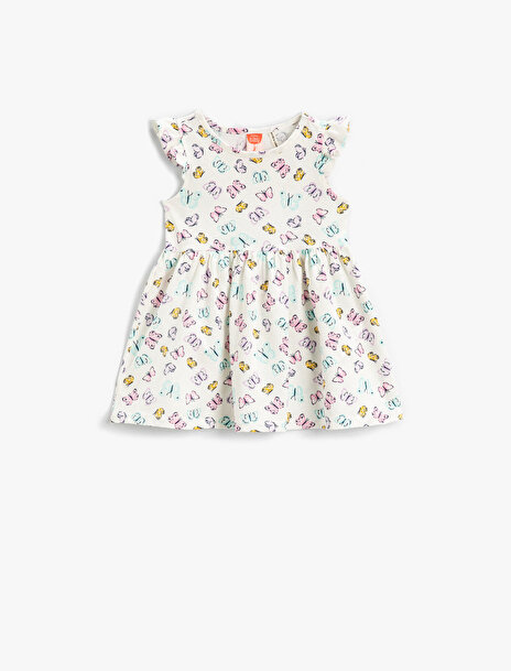 Koton Kız Çocuk Kelebek Baskılı Elbise Pamuklu Koton Kız Çocuk Kelebek Baskılı Elbise Pamuklu