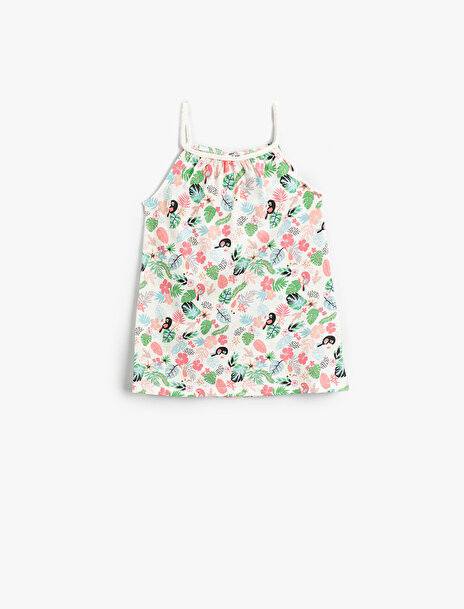 Koton Kız Çocuk Çiçekli Elbise Halter Yaka Pamuklu