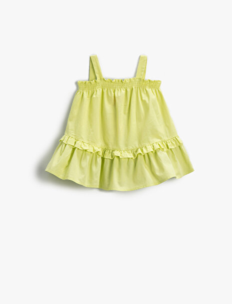 Koton Kız Çocuk Midi Elbise Fırfırlı Askılı Pamuklu