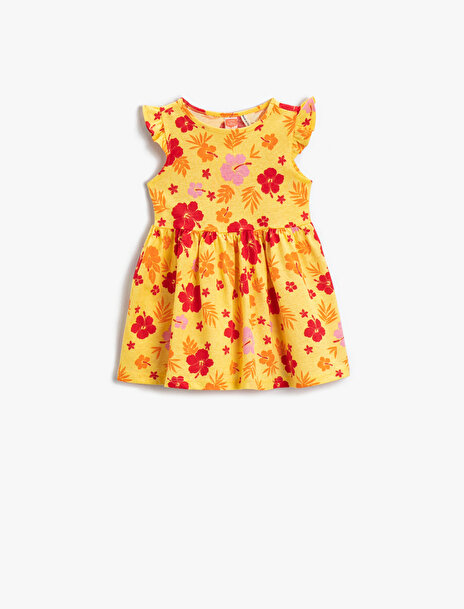 Koton Kız Çocuk Çiçek Desenli Bisiklet Yaka Kolsuz Günlük Elbise Pamuklu
