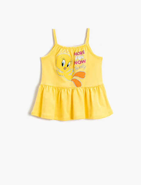Koton Kız Çocuk Tweety Baskılı Fırfırlı Elbise Lisanslı Halter Yaka Pamuklu Koton Kız Çocuk Tweety Baskılı Fırfırlı Elbise Lisanslı Halter Yaka Pamuklu