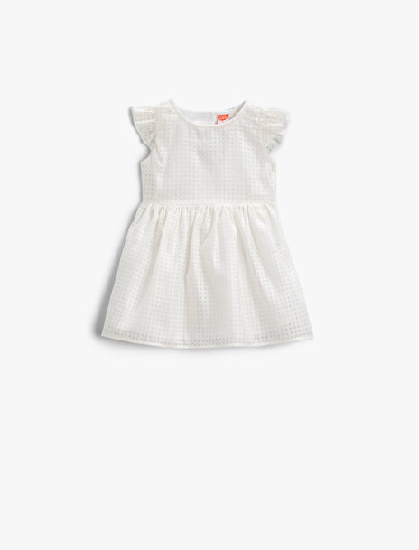 Koton Kız Çocuk Midi Elbise Kolları Fırfırlı Bisiklet Yaka