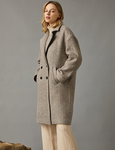 Koton Kadın Cep Detaylı Uzun Palto