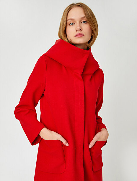 Koton Kadın Dik Yaka Uzun Kaşe Kaban