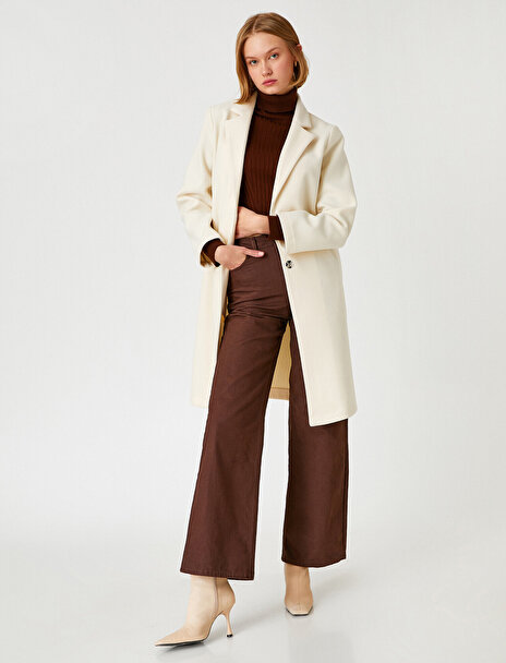 Koton Kadın V Yaka Uzun Palto