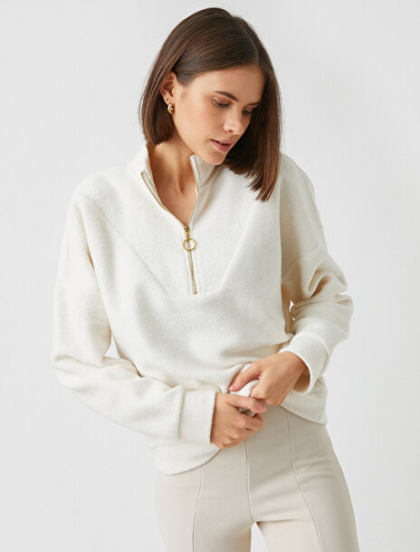 Koton Kadın Yakası Fermuarlı Sweatshirt