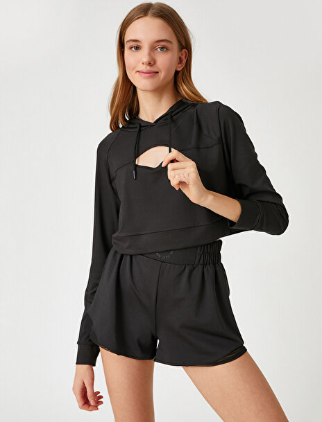 Koton Kadın Crop Kapüşonlu Sweatshirt