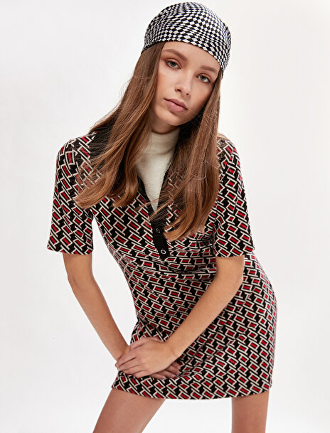 Koton Kadın Baskılı Mini Polo Elbise Koton Kadın Baskılı Mini Polo Elbise